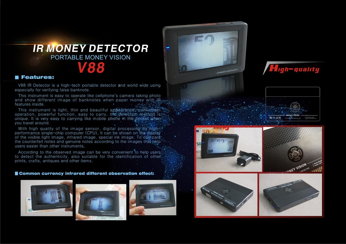 Mini Infrared Money Detector with 4.3 inch LCD screen, built in lithium ...
